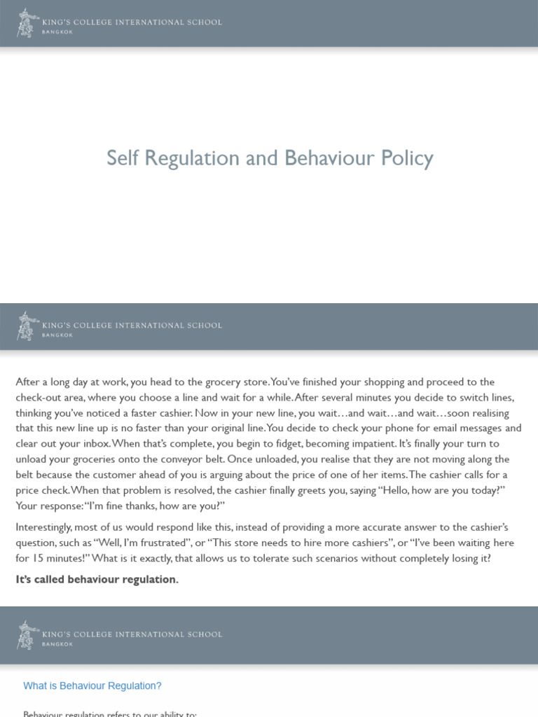 Self Regulation and Behaviour | PDF | Emotional Self Regulation ...
