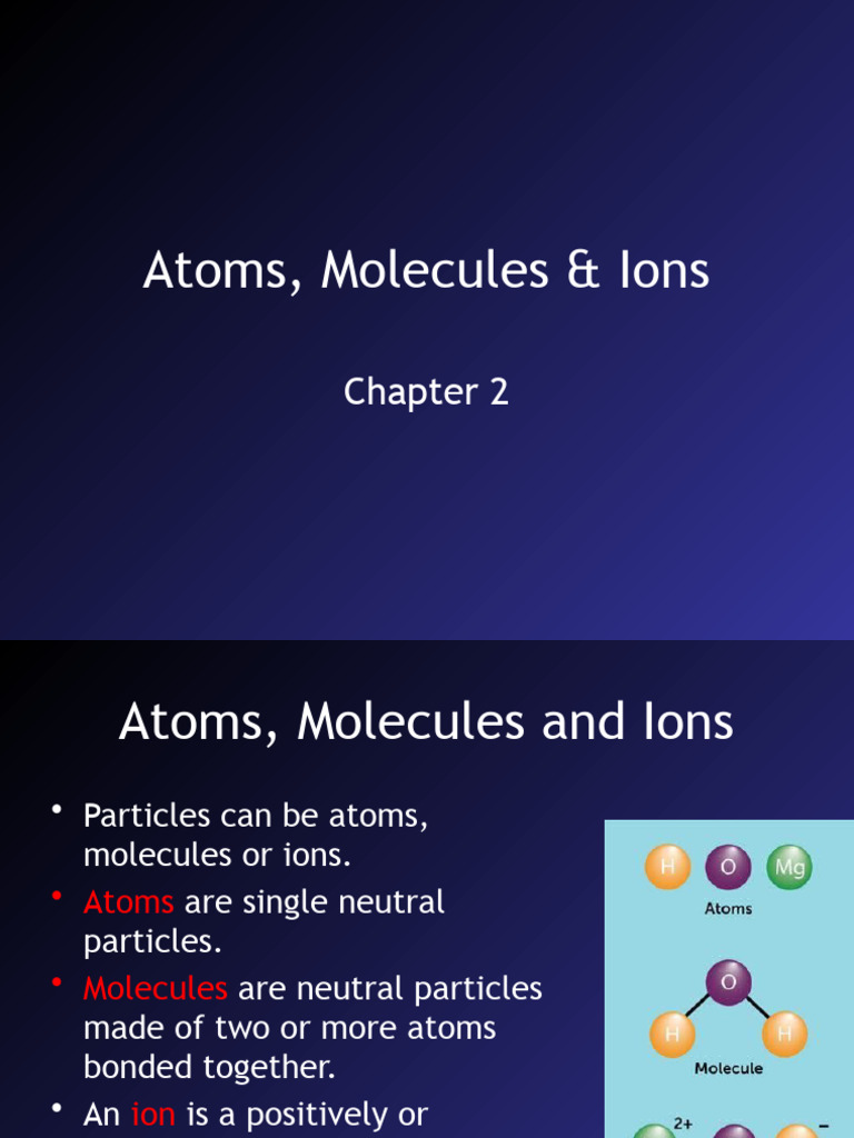 Atoms, Ions, and Molecules | PDF | Chemical Compounds | Molecules