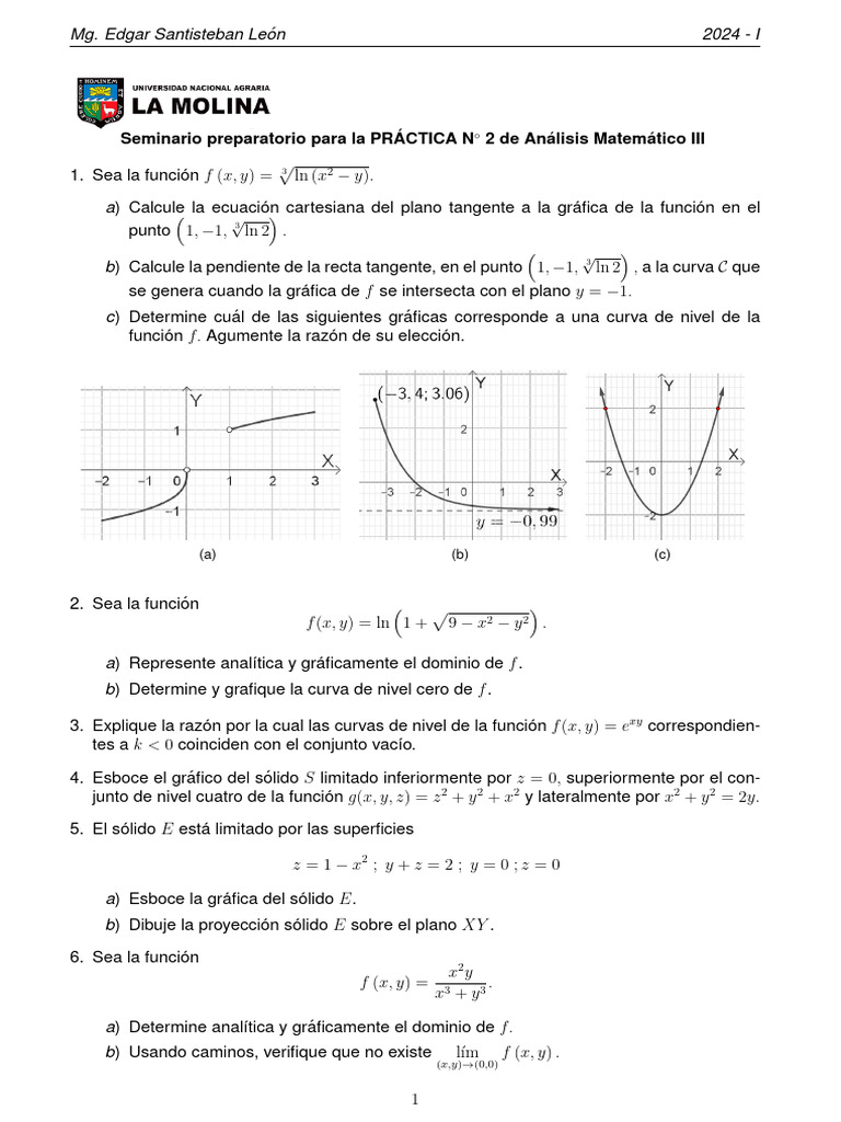 Am3 PC2 - 2024 1 (Seminario) | PDF | Función (Matemáticas) | Geometría euclidiana