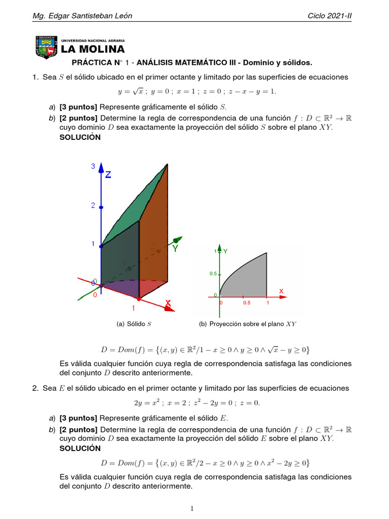 PC2 - Dominio y Solidos | PDF | Función (Matemáticas) | Ecuaciones