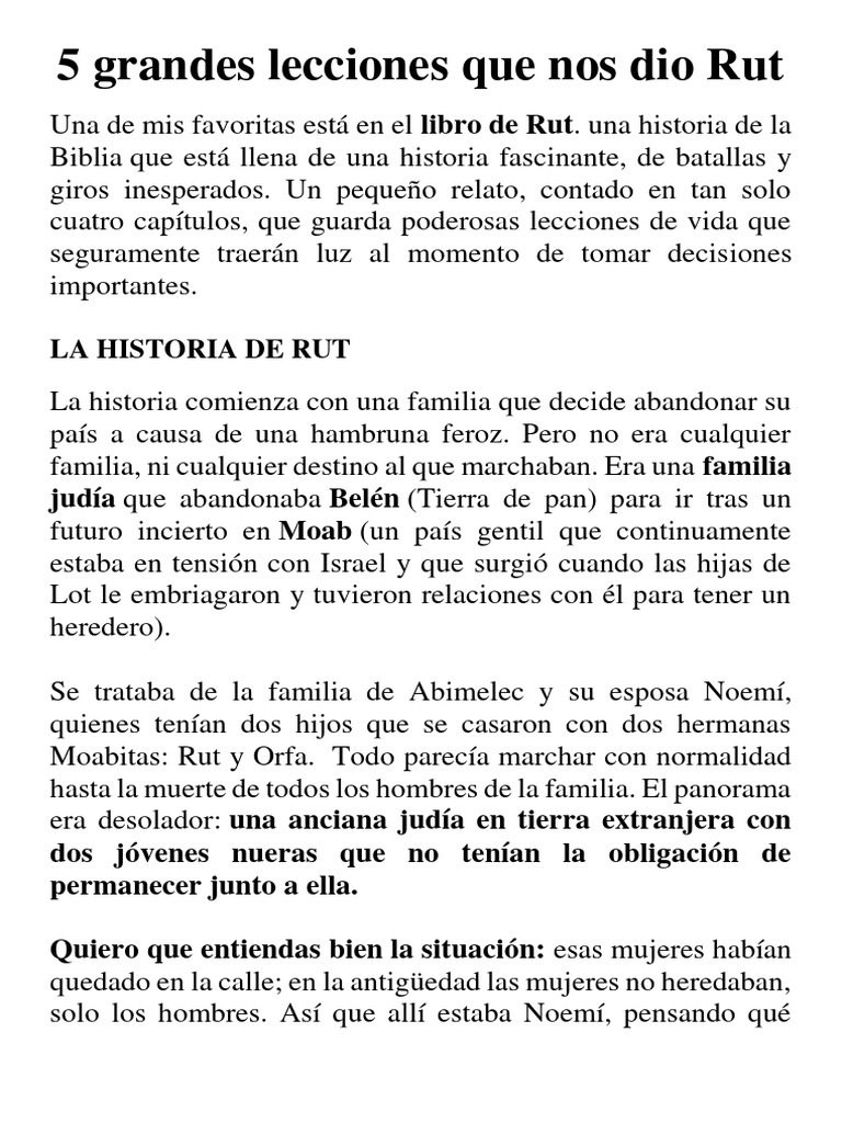 5 Grandes Lecciones Que Nos Dio Rut | PDF | Rut (figura bíblica)