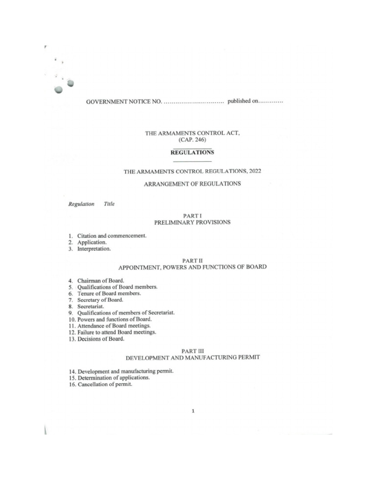 Armament Control Regulations | PDF