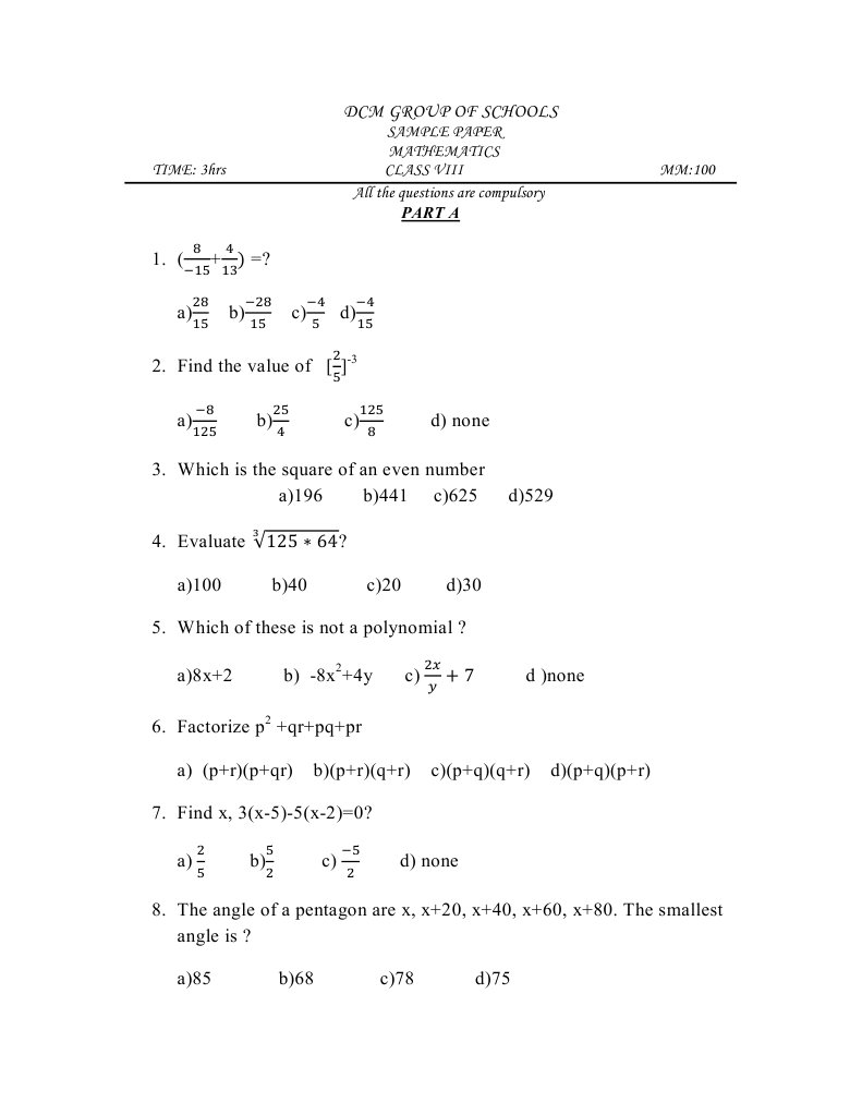 Sample Cls Viii | PDF