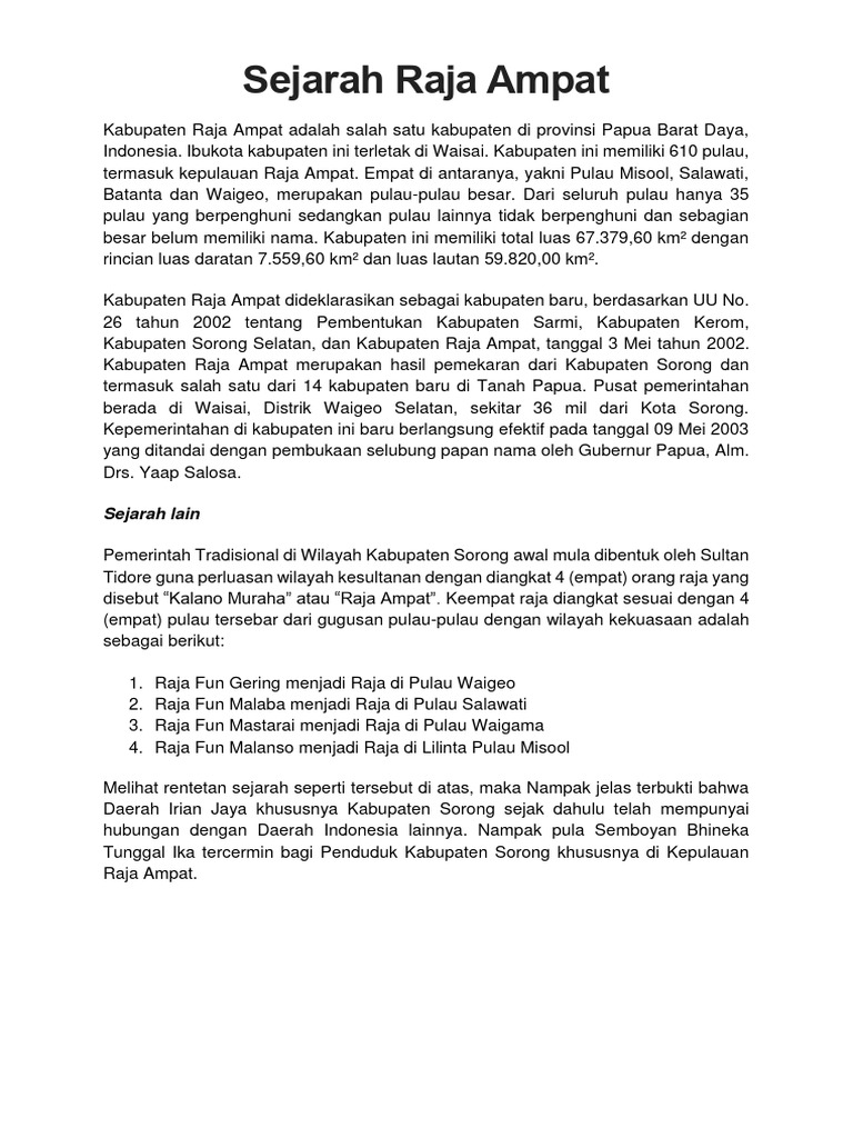 Sejarah Raja Ampat | PDF