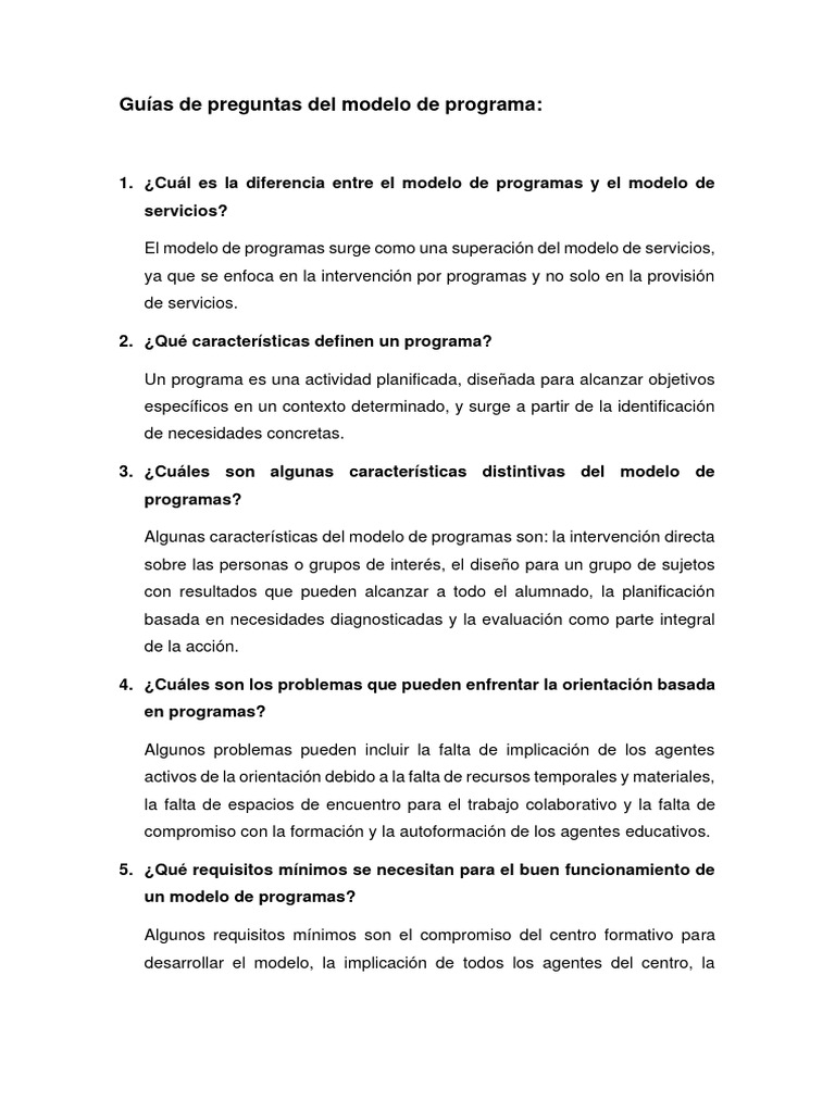Características del Modelo de Programas | PDF | Evaluación | Planificación