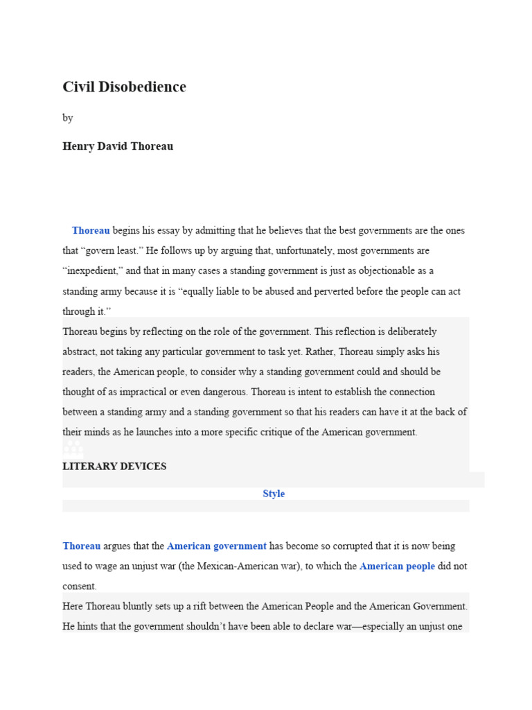 Civil DisobedienceSummary & Analysis | PDF | Civil Disobedience ...