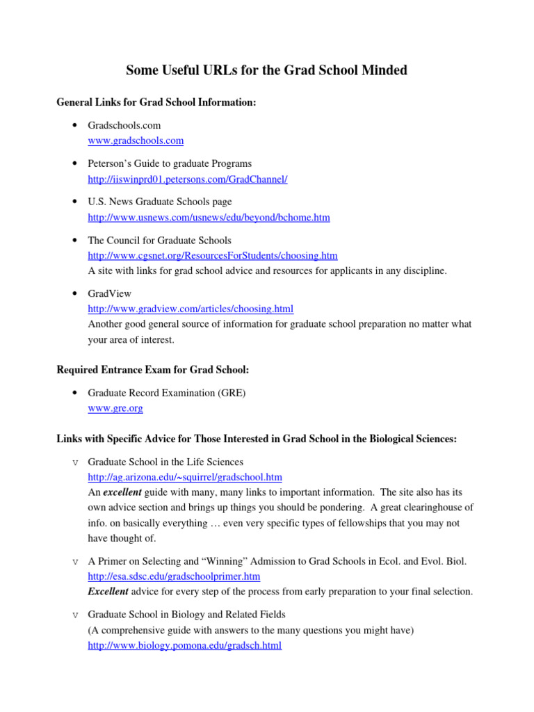 Essential Grad School Resources and Links | PDF | Postgraduate ...