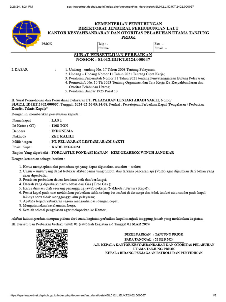 Sps-Inaportnet - Dephub.go - Id Index - PHP Document Las Darat Cetak ...