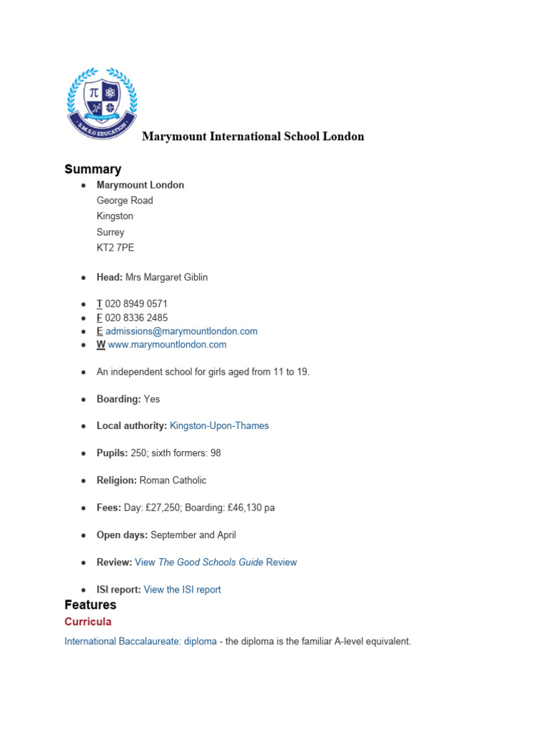 Marymount London: Girls' IB School | PDF | Autism Spectrum | Learning ...