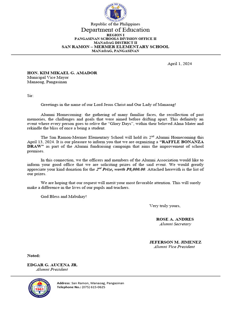 Raffle Solicitation 2023 | PDF | Food Preparation Appliances | Cooking ...