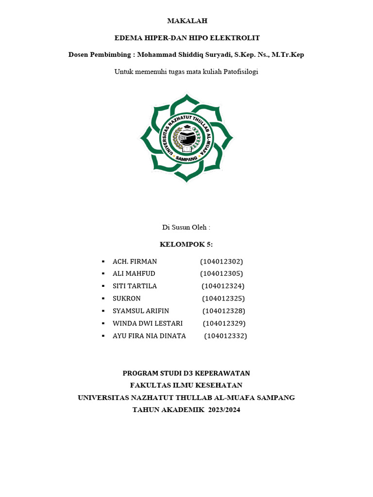Makalah Kelompok 5 Patofisiologi | PDF | Sains & Matematika
