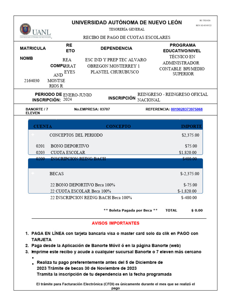 Boleta de Rectoría | Descargar gratis PDF | Tecnología bancaria | Industrias de servicio