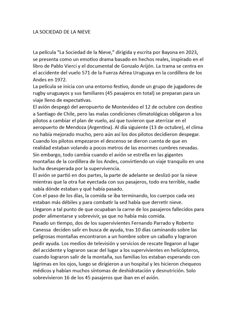 LA SOCIEDAD DE LA NIEVE Español | PDF | Aviation