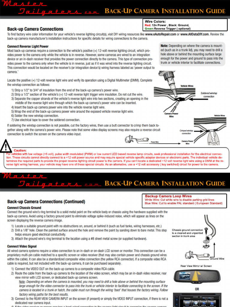 Reverse Camera Installation Guide | PDF