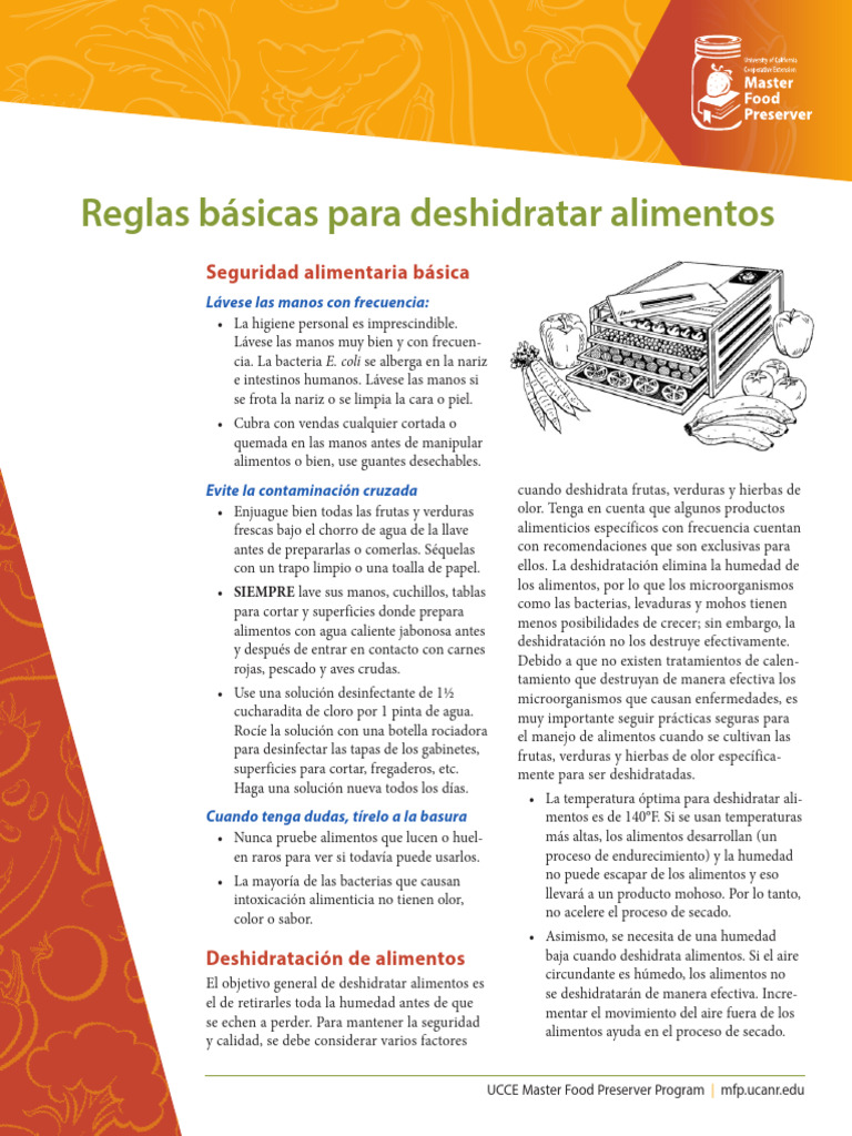 Reglas Básicas para Deshidratar Alimentos: Seguridad Alimentaria Básica | PDF | Alimentos ...