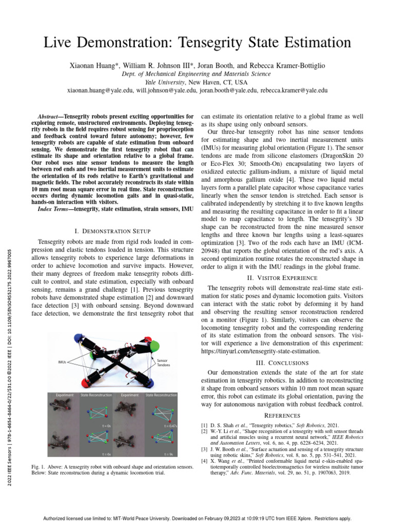 Tensegrity Robot State Estimation Demo | PDF | Robotics | Sensor