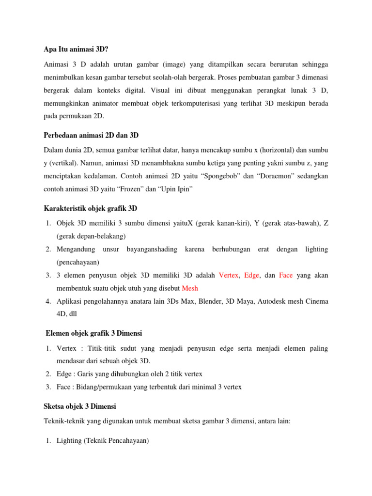 Dasar-Dasar Animasi 3D | PDF