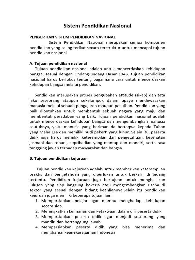 Sistem Pendidikan Nasional | PDF