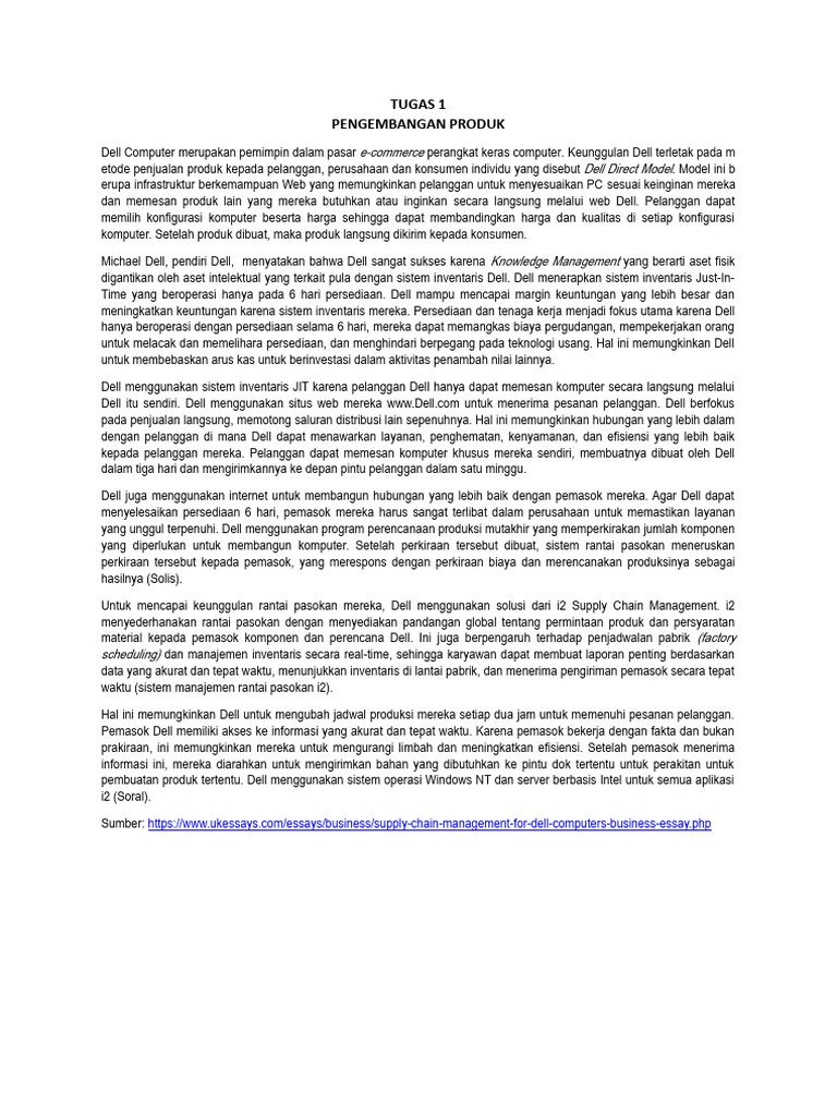 Tugas 1 Pengembangan Produk | PDF | Komputer