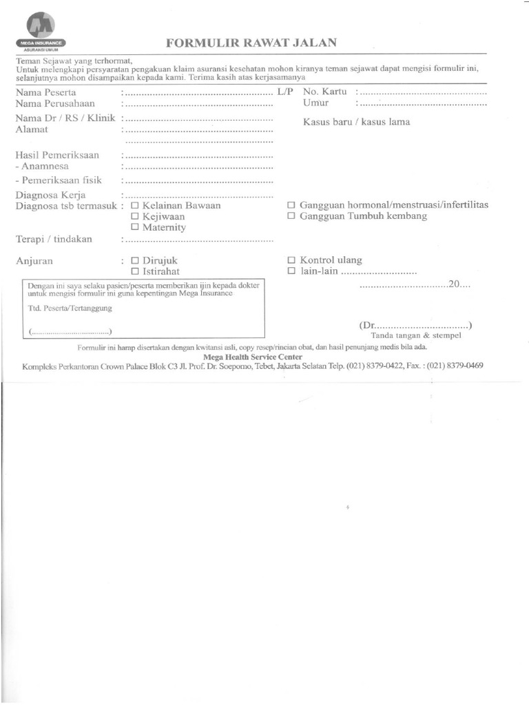 Formulir Klaim Rawat Jalan | PDF