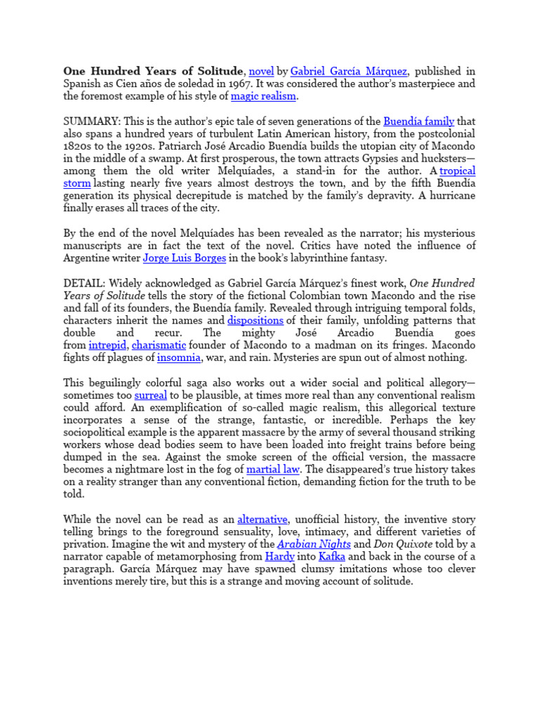 One Hundred Years of Solitude | PDF