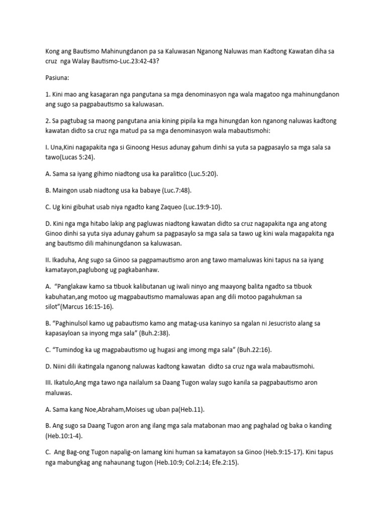 Ang Kawatan Way Bawtismo | PDF