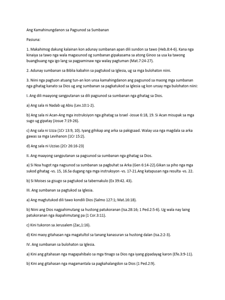 Ang Sumbanan Sa Iglesya | PDF