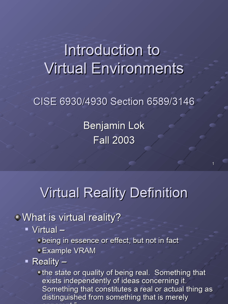 Introduction to Virtual Reality Concepts | PDF | Virtual Reality | Reality