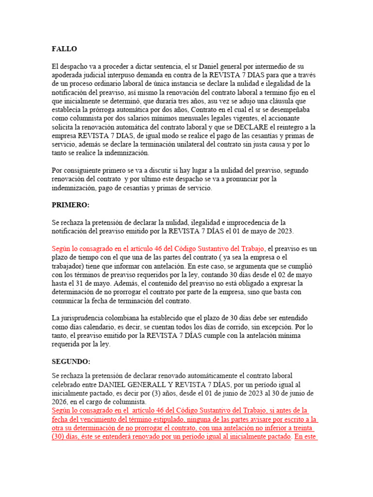 FALLO | PDF | Daños y perjuicios | Salario