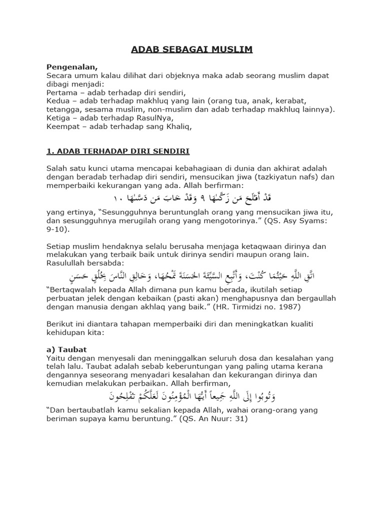 Adab Muslim: Diri, Sesama, dan Tuhan | PDF
