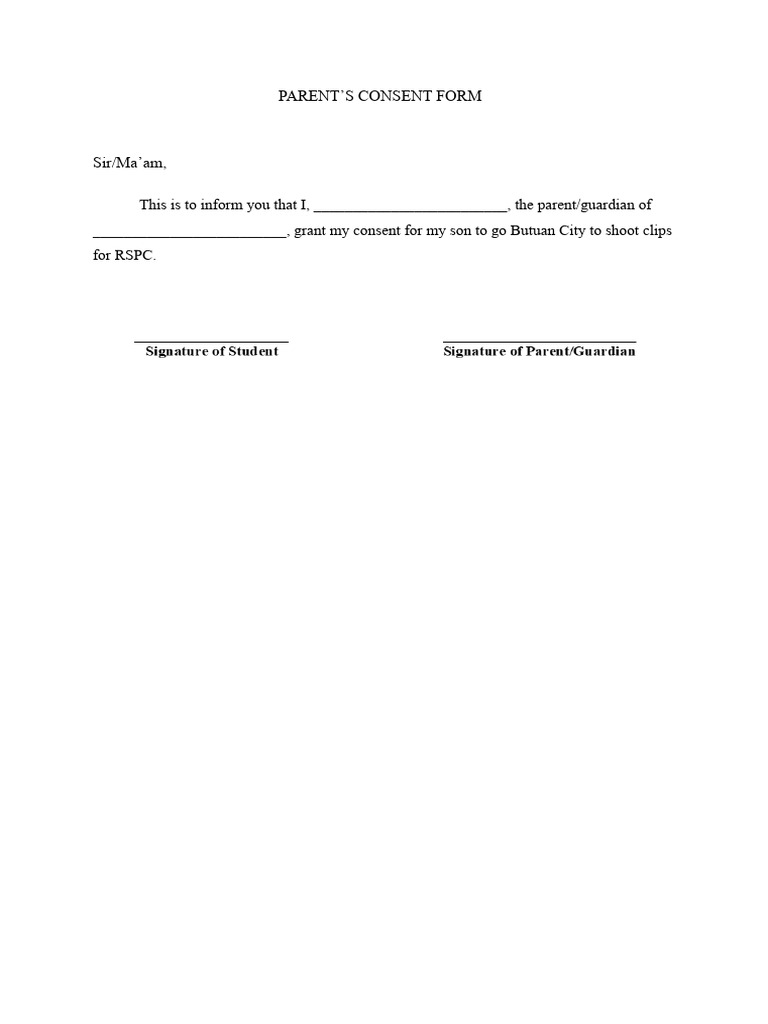 Parents Consent Letter | PDF