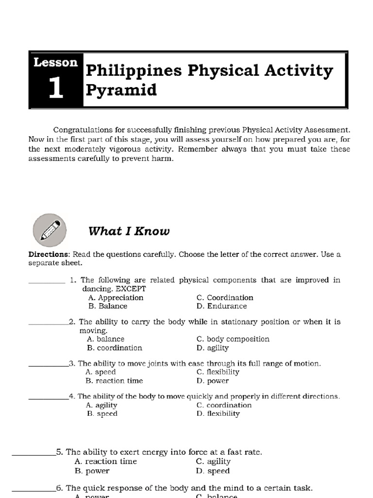 PE-Q4-Assesses Regularly Participation in Physical Activities Base On ...