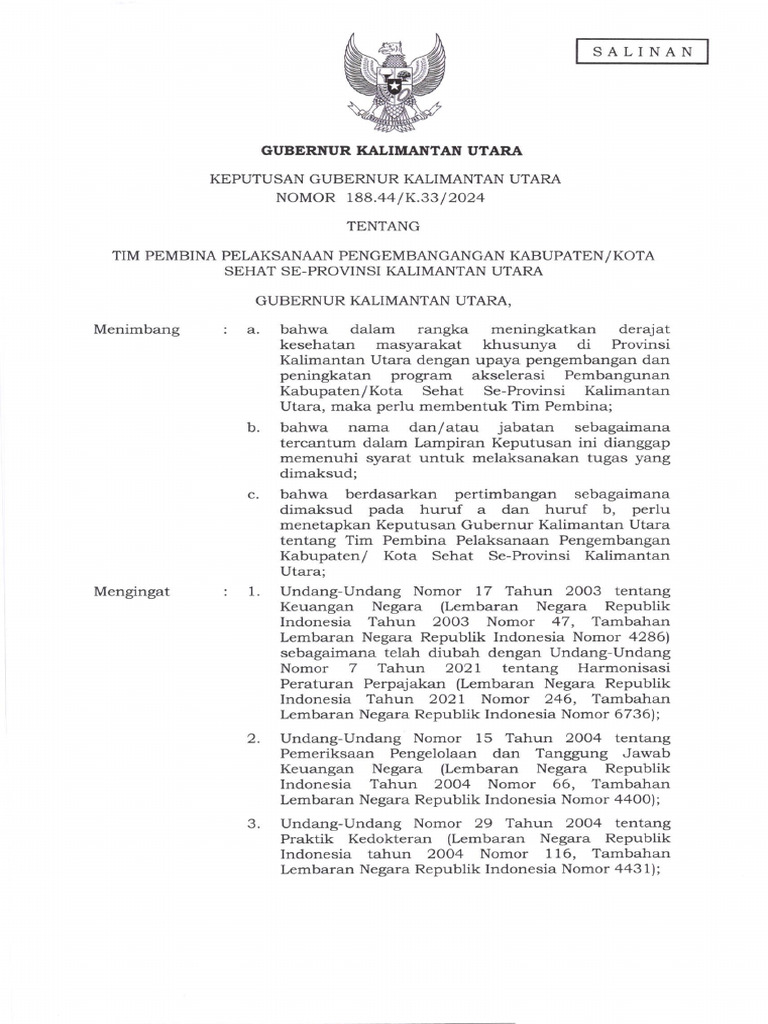 SK Revisi Tim Pembina Pelaksanaan Pengembangan KKS | PDF