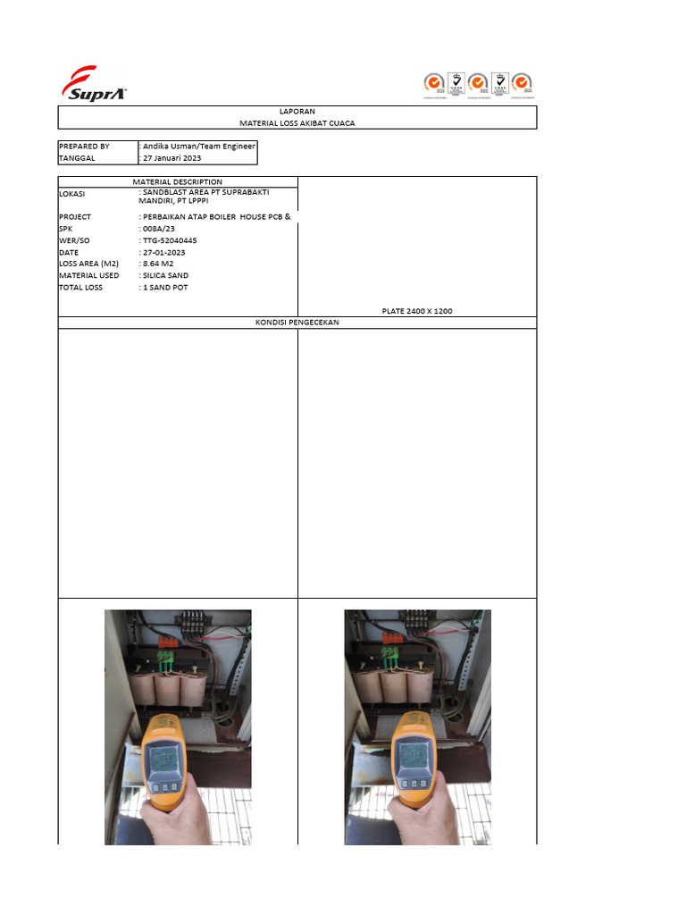 Material Loss Report for PT LPPPI | PDF