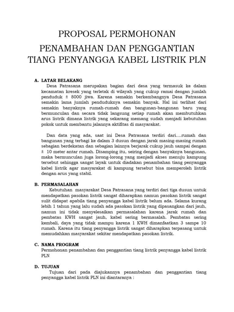Proposal Permohonan PLN | PDF