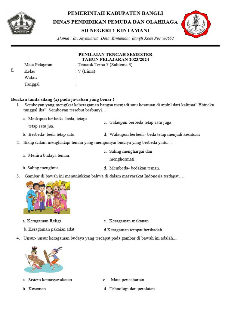 Soal PTS Kelas 5 Tema 7 Sub 2 Dan 3 | PDF