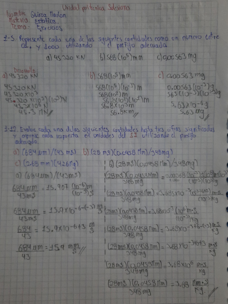 1 Estatica Deber | PDF