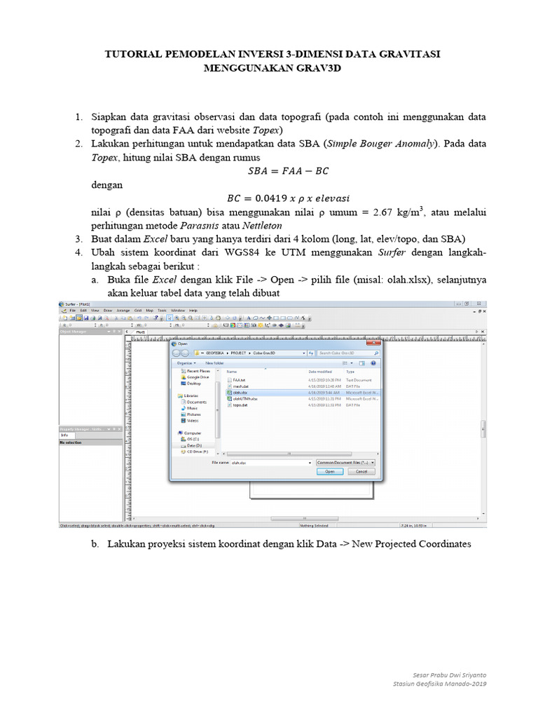 2019-Tutorial Pemodelan Inversi 3D Dengan GRAV3D | PDF