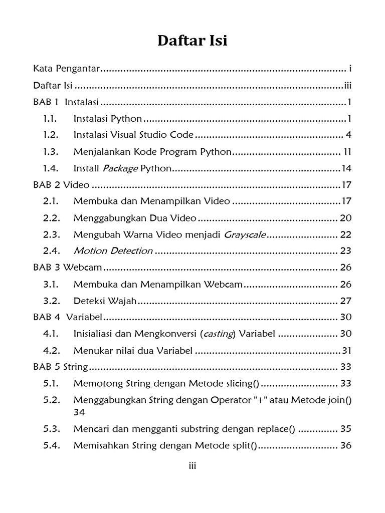 Daftar Isi Ebook 77 Rahasia Pemrograman Python | PDF