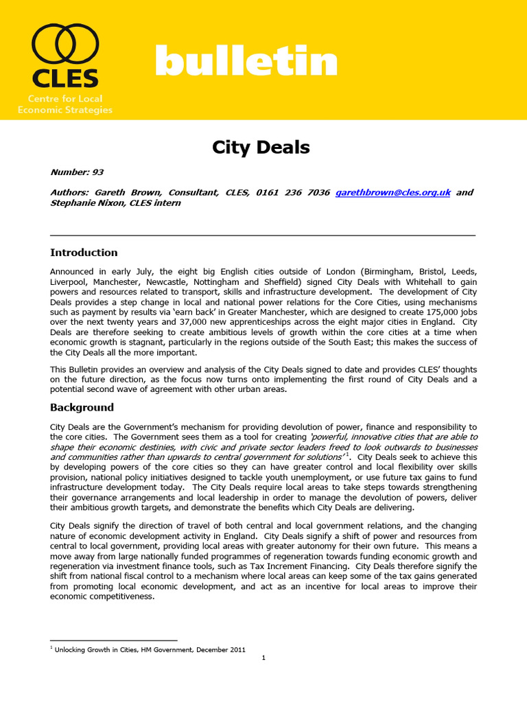 No. 93 City Deals | PDF | Governance | Economies