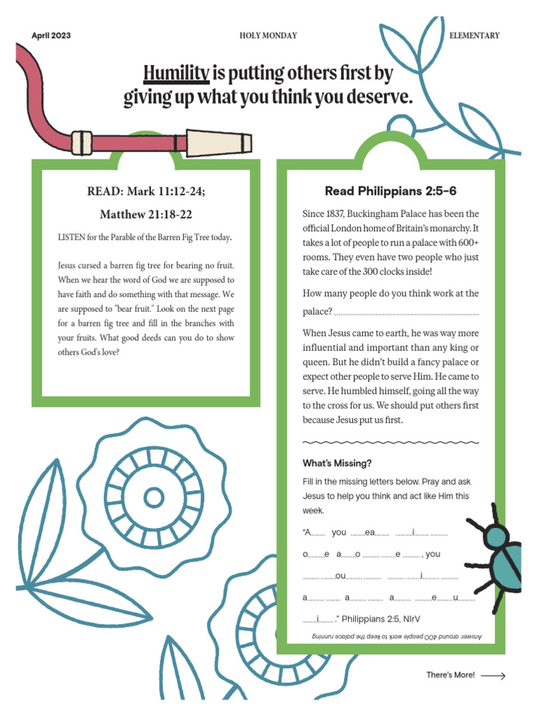 Holy Monday Handout K-5 | PDF | Jesus | Religious Belief And Doctrine