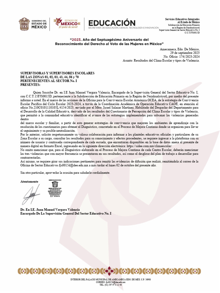 Resultados del Clima Escolar 2023-2024 | PDF