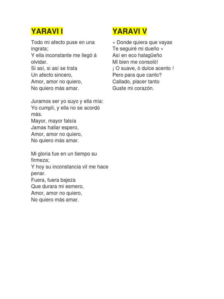 Yaravies de Mariano Melgar | Descargar gratis PDF | Amor