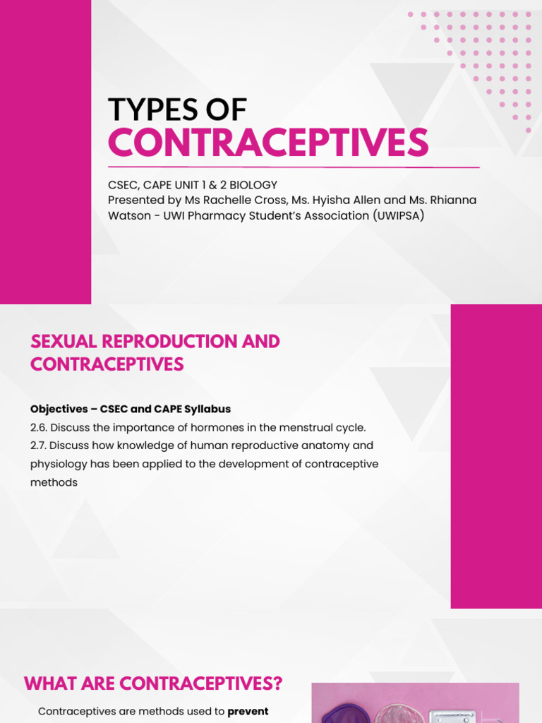 Contraceptive Methods Overview | PDF | Combined Oral Contraceptive Pill ...