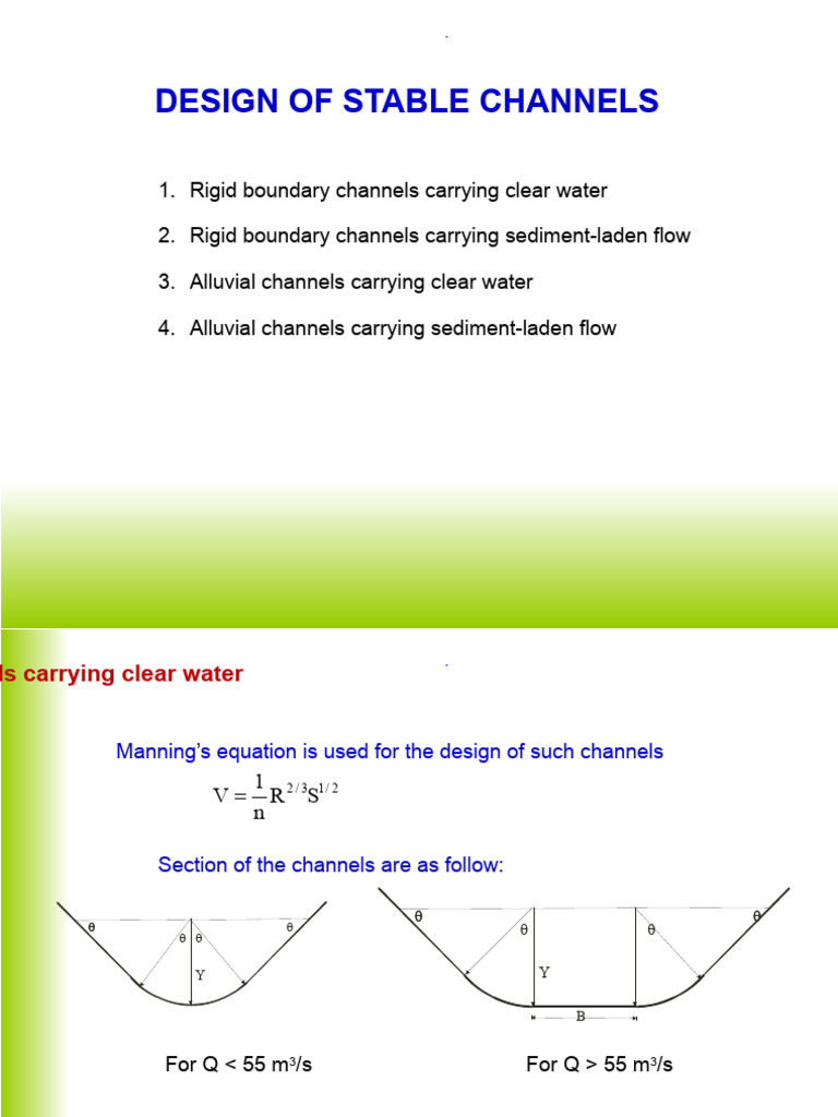 5-Design of Stable Channels-Rev1 | PDF | Sediment | Earth Sciences