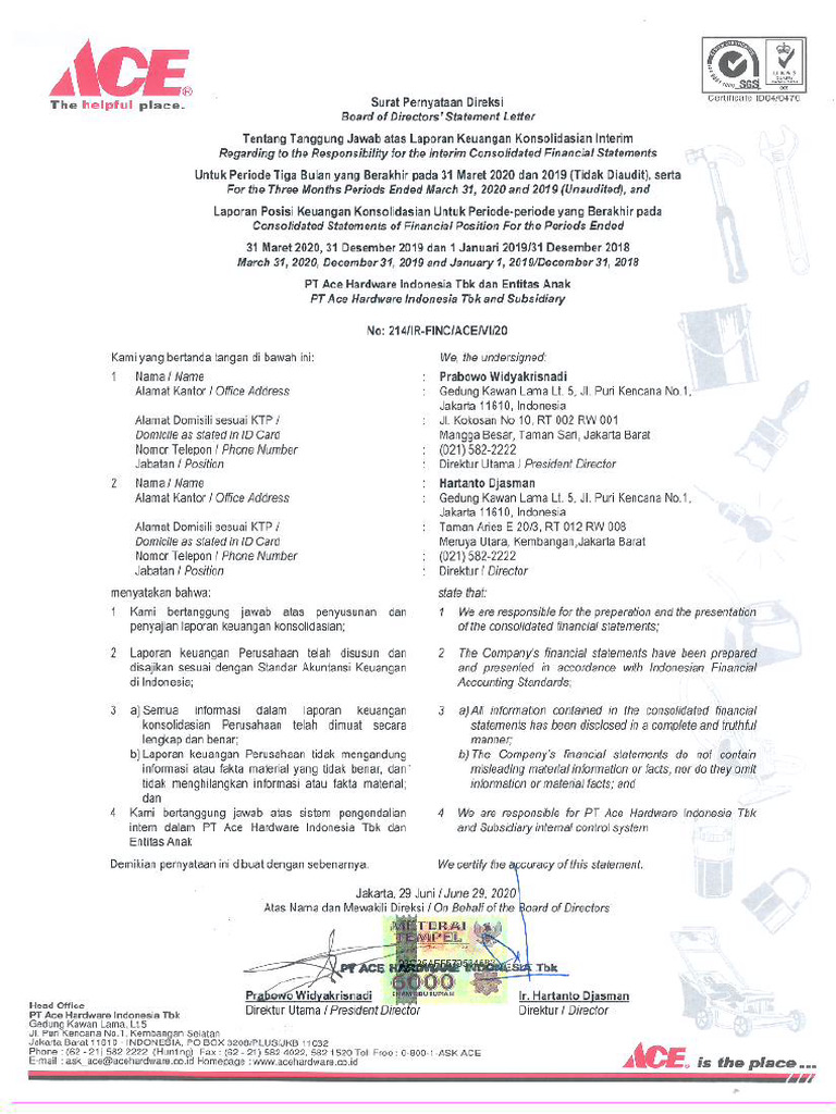 SPD Aces 1Q20 | PDF