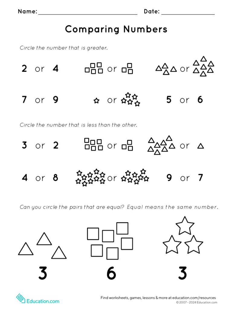 Comparing Numbers Assessment | PDF