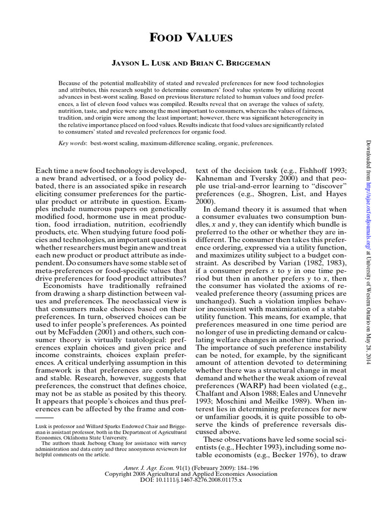 2009 Food Values | PDF | Utility