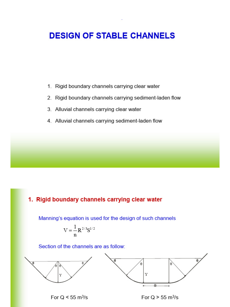 Design of Stable Channels-Rev1 | PDF | Sediment | Shear Stress