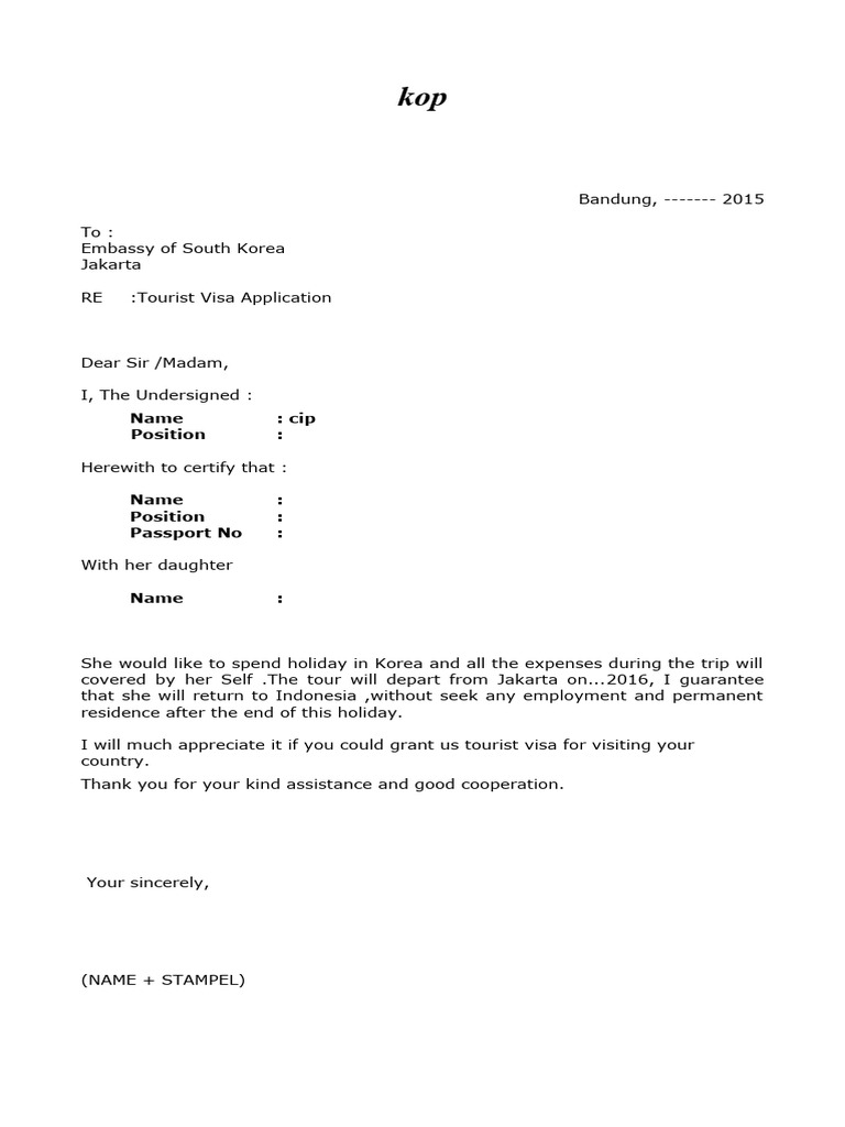 CONTOH Surat Sponsor Korea & Syarat Visa | PDF